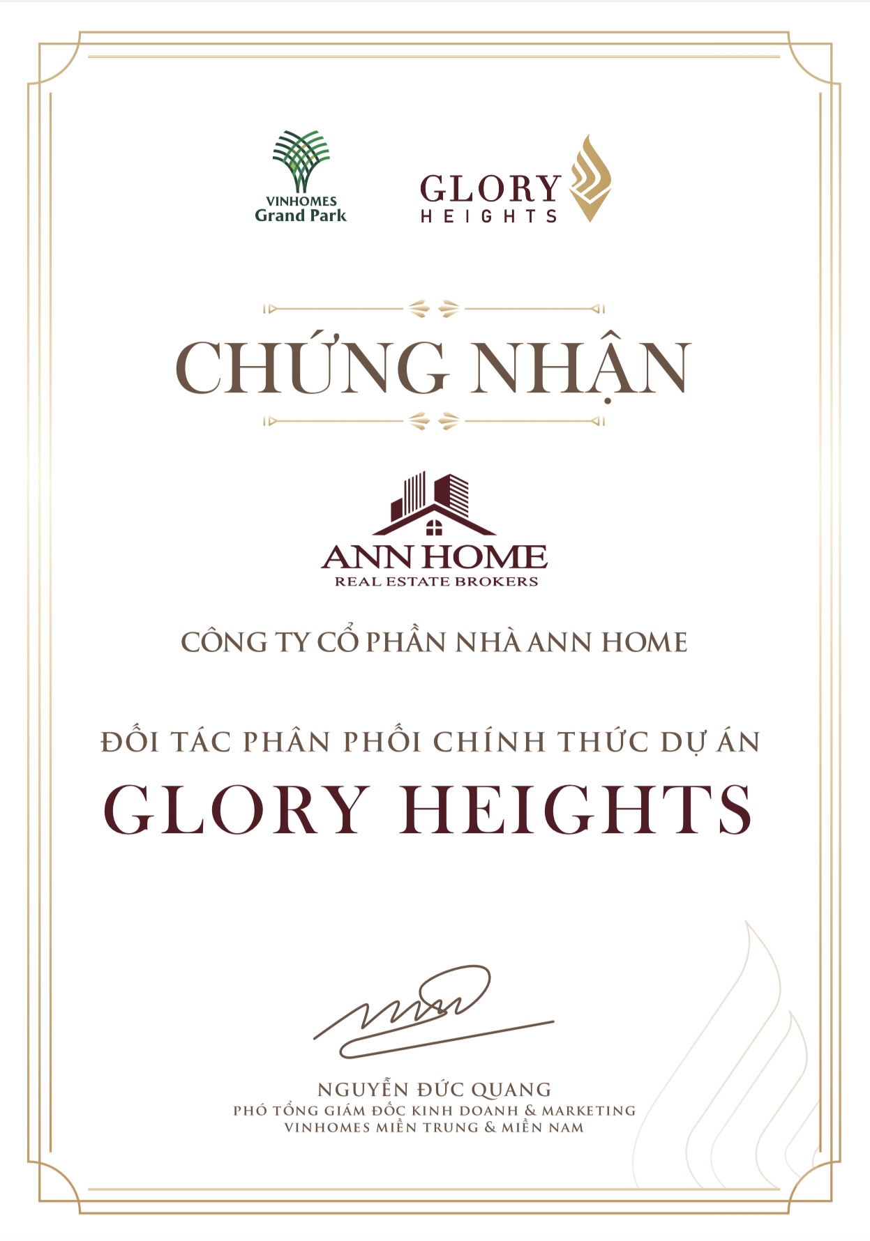 CTCP Nhà Ann Home chính thức trở thành đối tác phân phối chiến lược phân khu Glory Heights - tâm ...